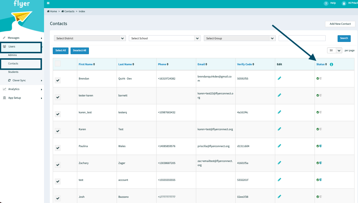 Navigating the Contacts Tab